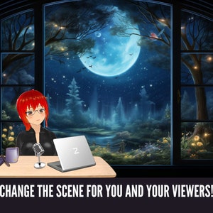 Starry Night Sky Forest Vtuber Background Wallpaper PC instant Digital ...