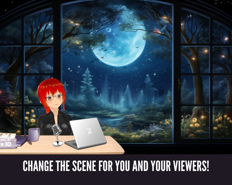 Starry Night Sky Forest Vtuber Background Wallpaper PC instant Digital ...