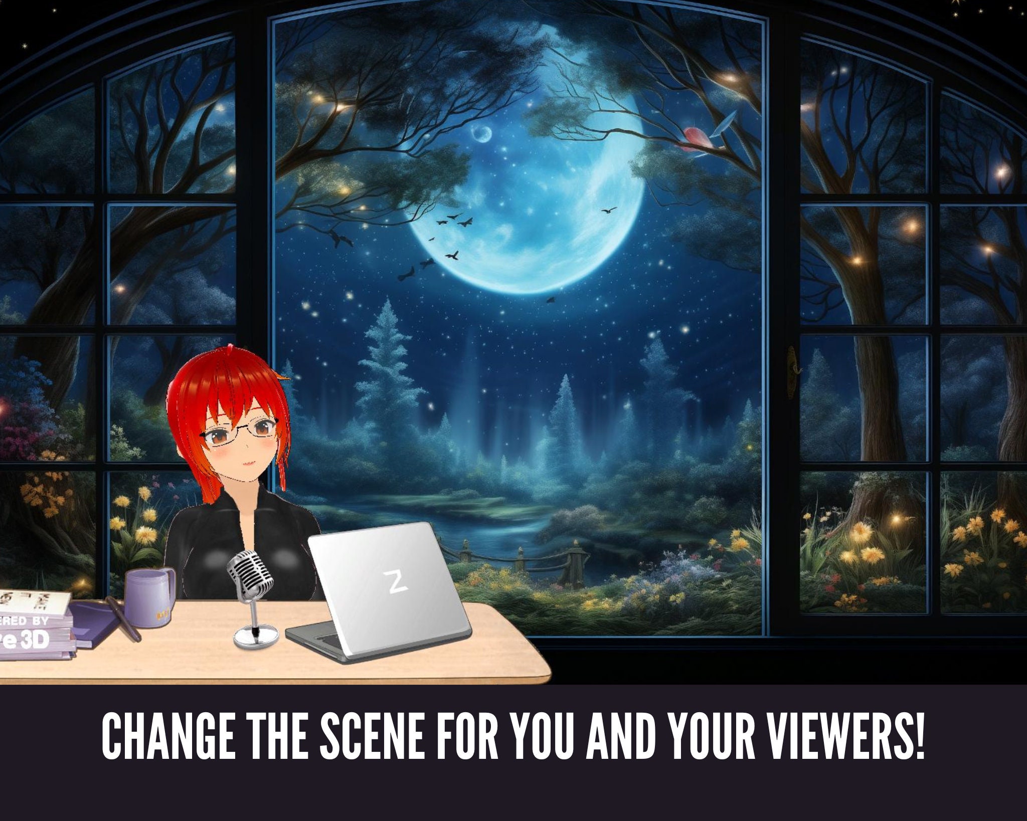 Starry Night Sky Forest Vtuber Background Wallpaper PC instant Digital ...