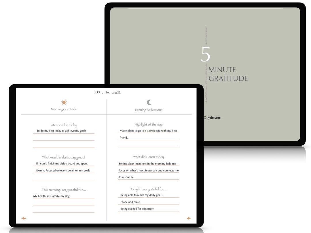Digital 5 Minute Gratitude and Reflection Journal - Etsy