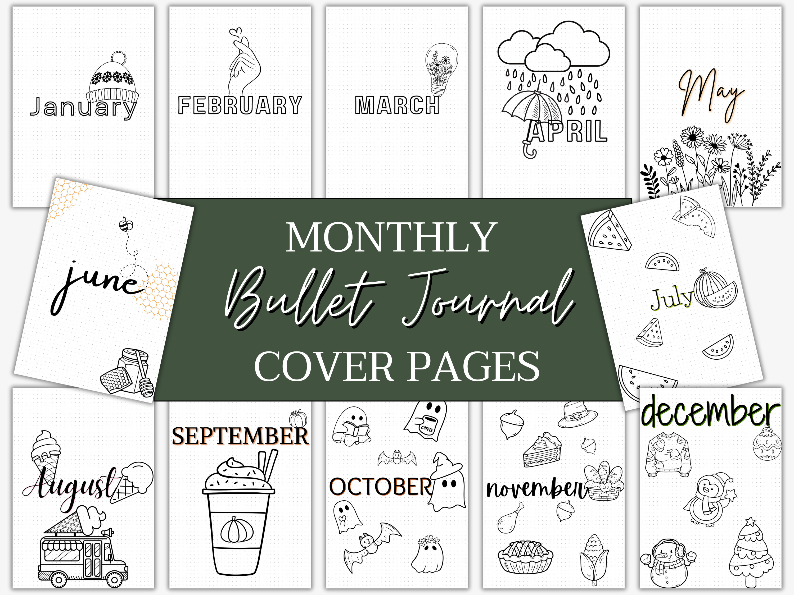 Customizable A5 Bullet Journal Covers - Printable Coloring Pages for a ...