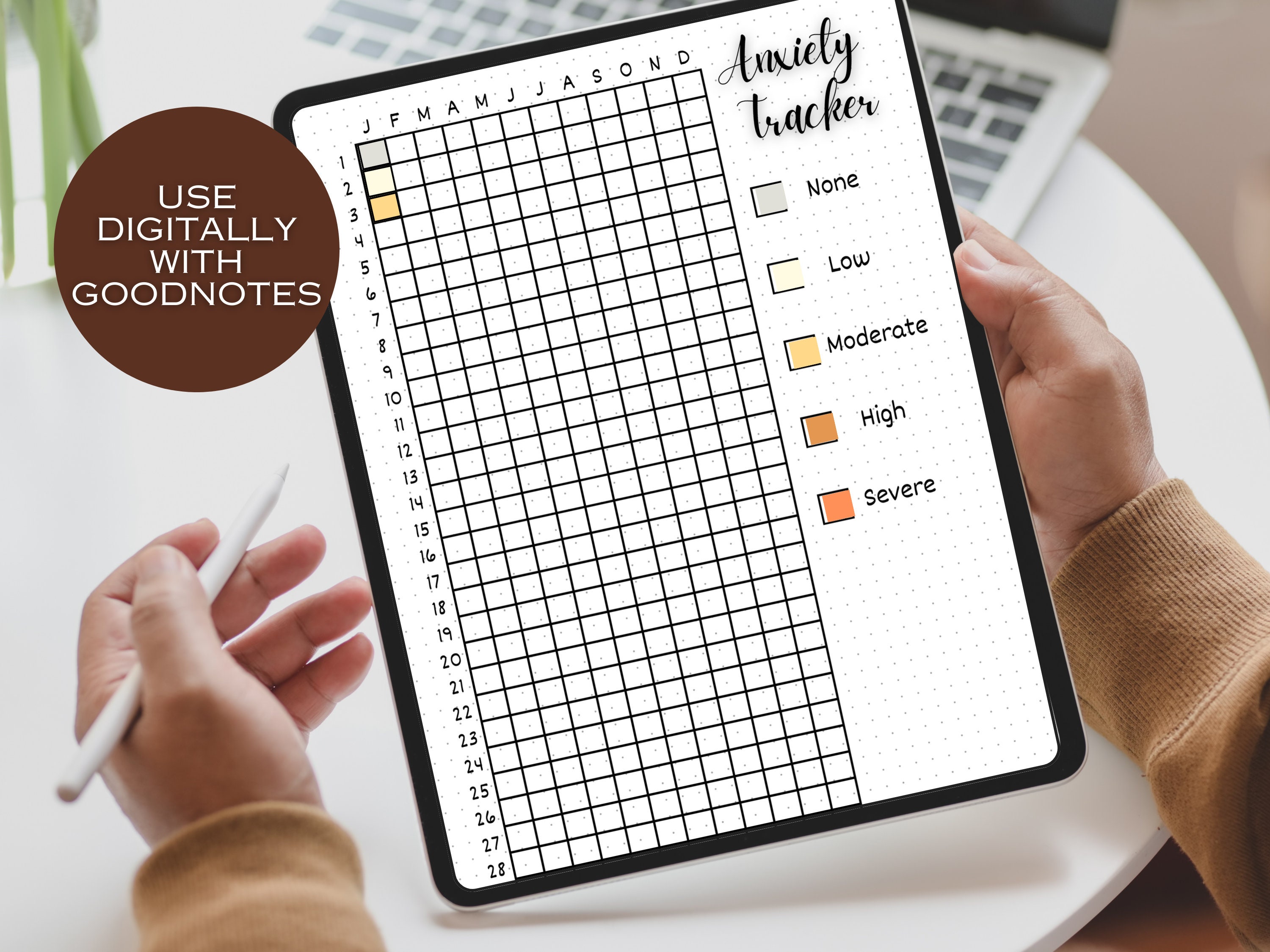 Digital Anxiety Tracker A5 Printable Daily Mood & Stress Journal, Color ...