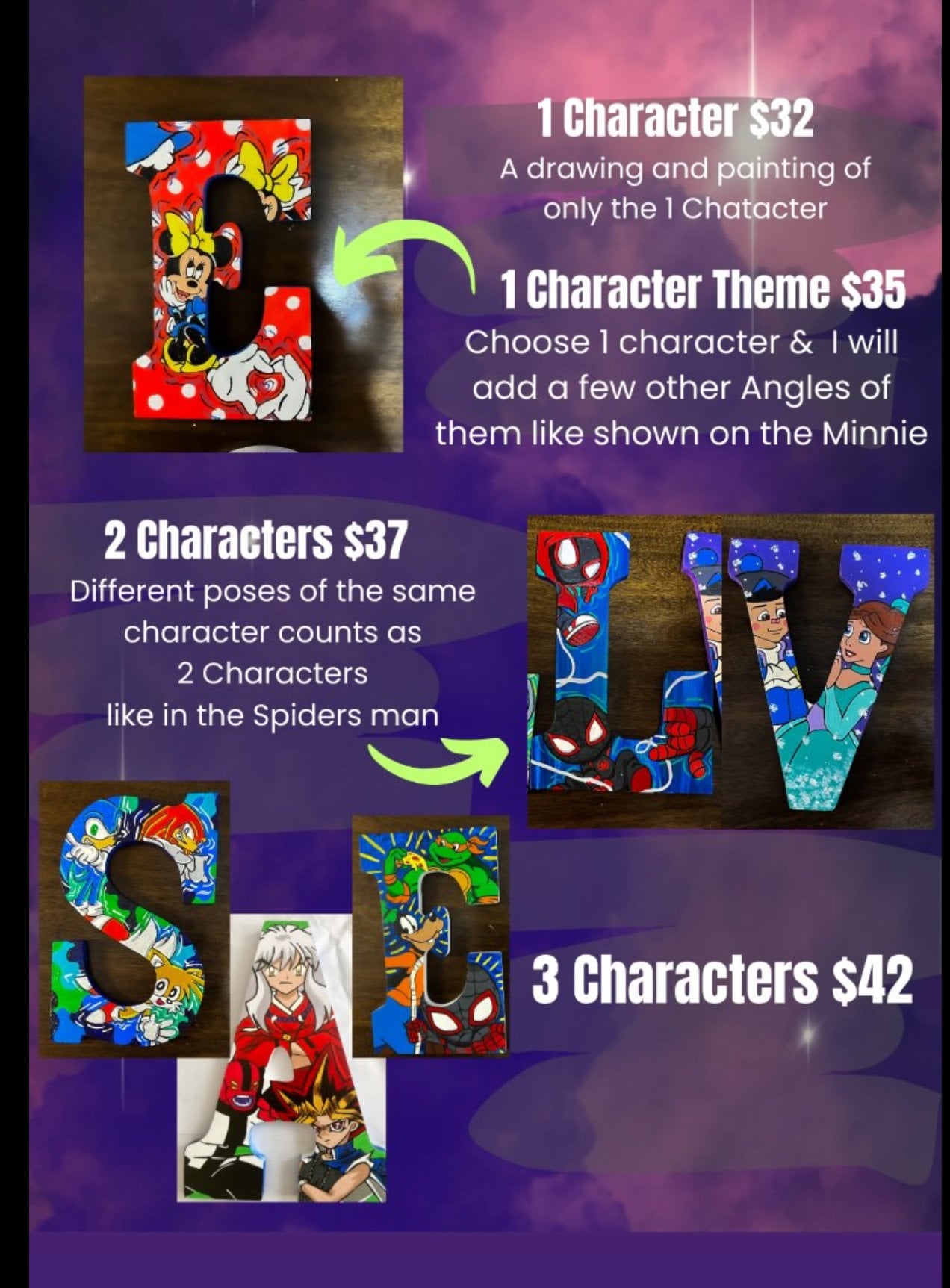 Custom Cartoon Character Letters - Etsy