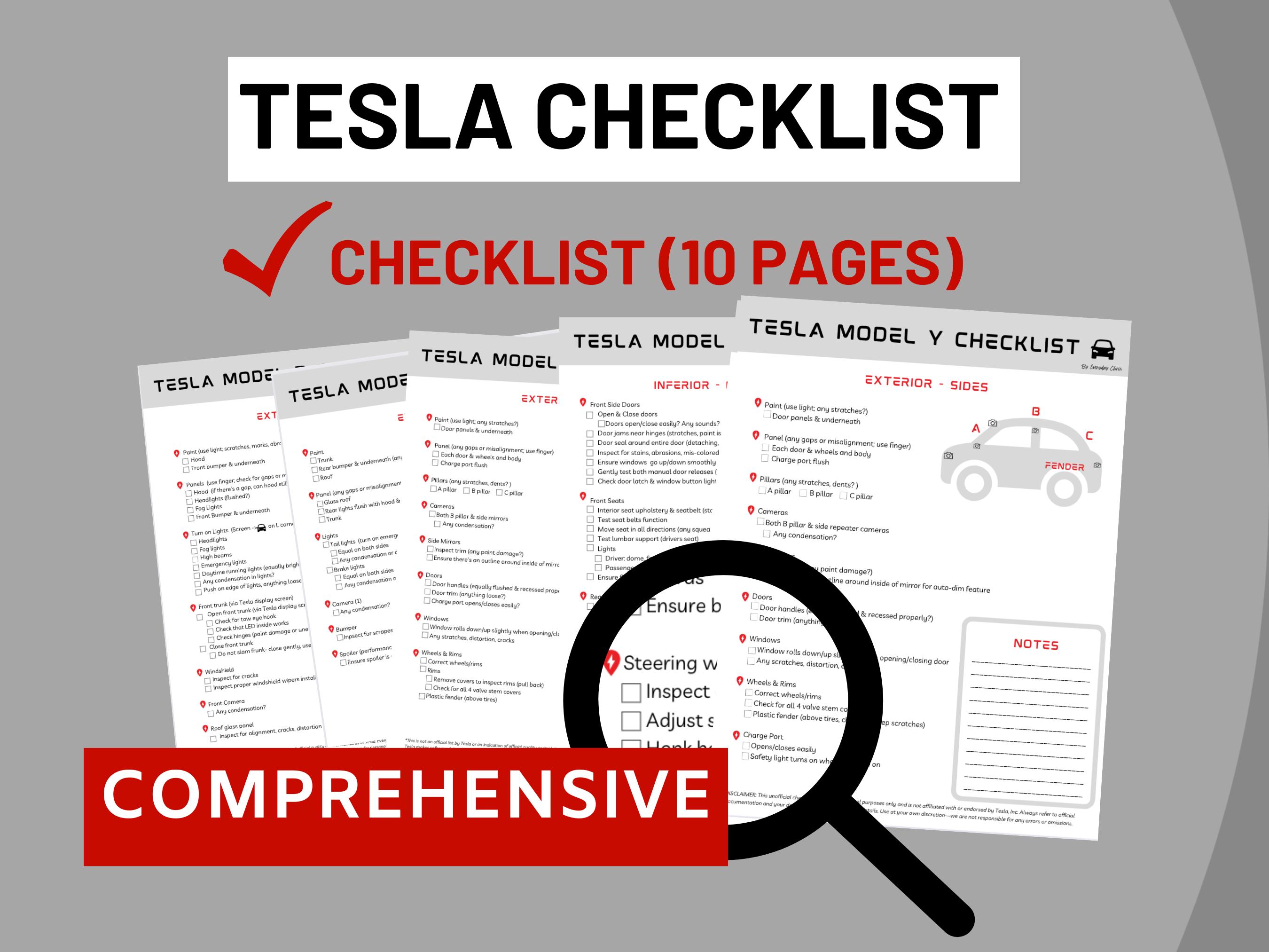 Tesla Model Y Juniper Delivery Checklist 2025 - Etsy