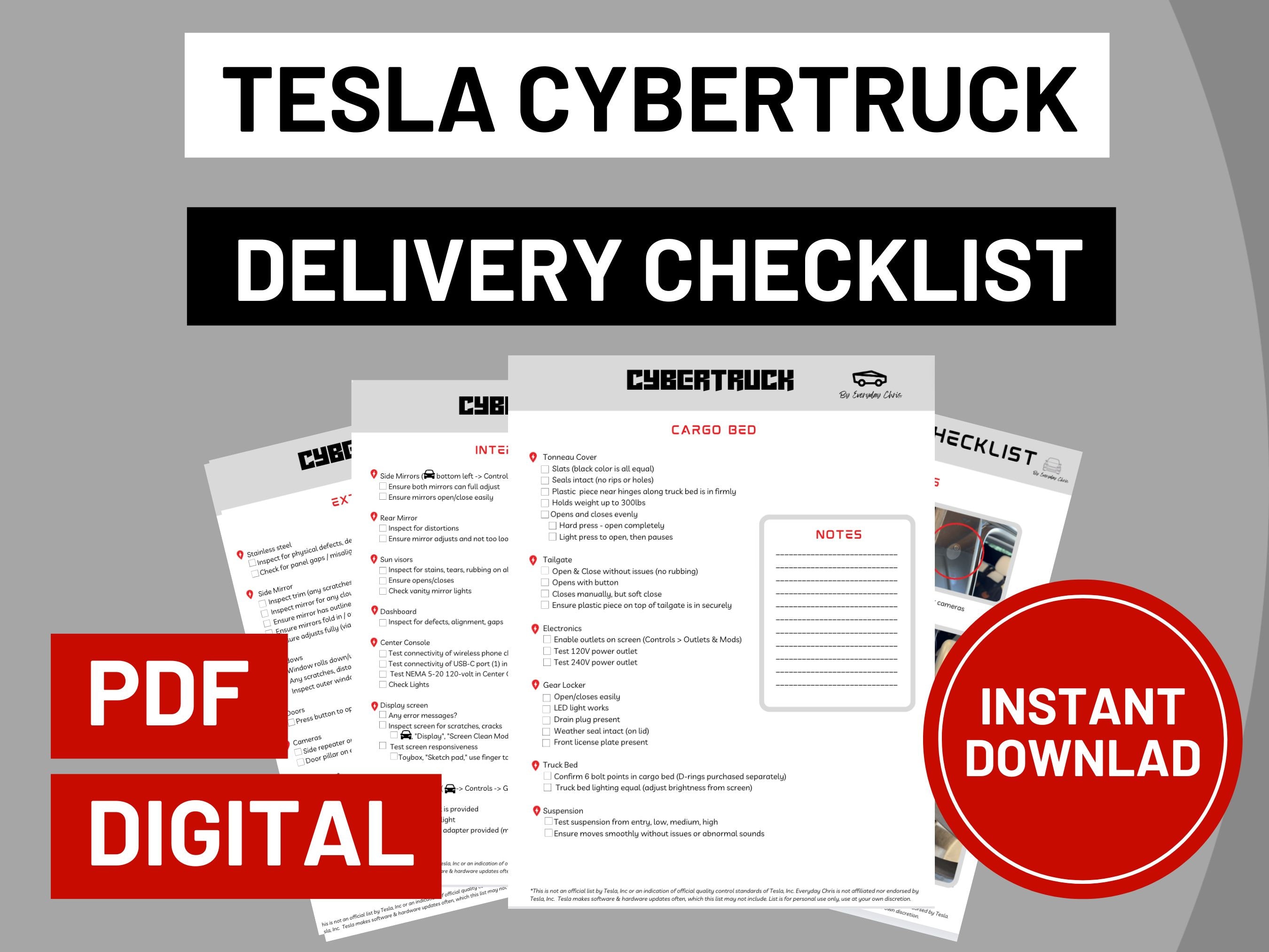 Tesla Cybertruck Delivery Checklist - Etsy