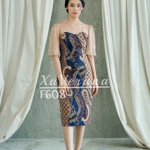 Indonesian Batik Dress, Modern Batik Dress, Pencil Dress With V Neck ...