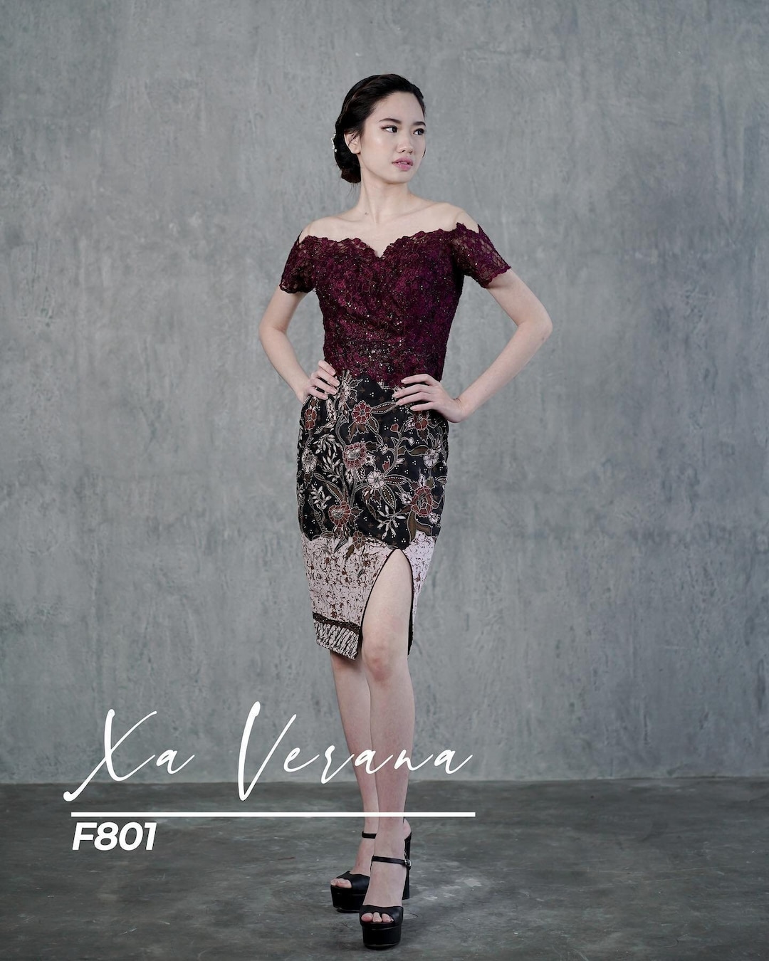 Kebaya Indonesia Modern, off Shoulder Dress, Women Red Dress ...