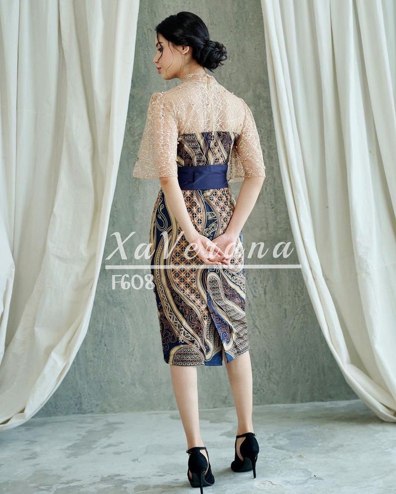 Indonesian Batik Dress, Modern Batik Dress, Pencil Dress With V Neck ...