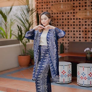 Batik Dress One Set, Loose Fit Batik, Batik Embossed Pattern, Outer ...