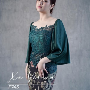 Emerald Green Dress, Kebaya Modern, Custom Kebaya Indonesian Batik ...