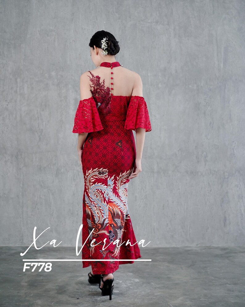 Red Batik Kebaya Dress: Modern Indonesian Wedding Guest Dress - Etsy
