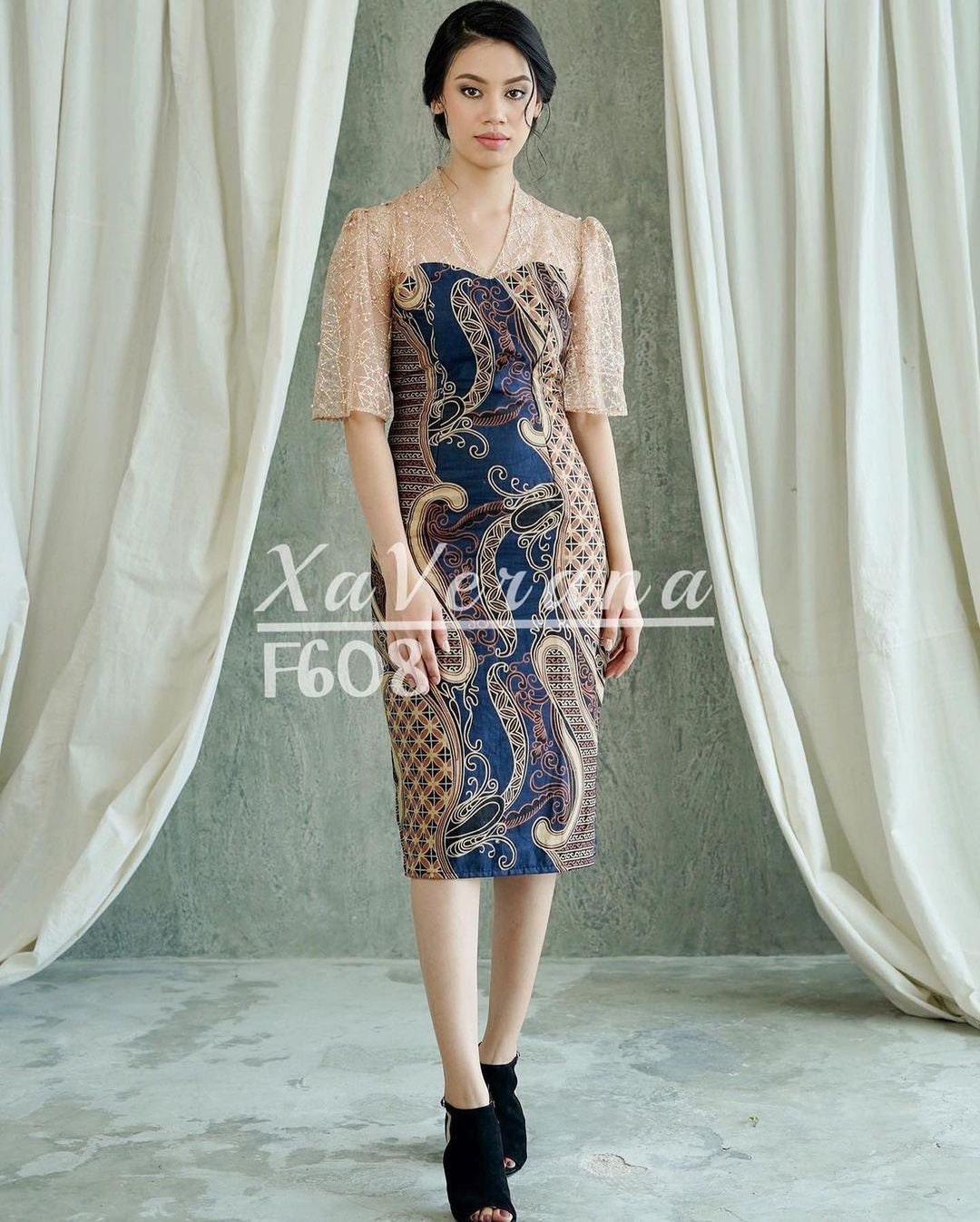 Indonesian Batik Dress, Modern Batik Dress, Pencil Dress With V Neck ...