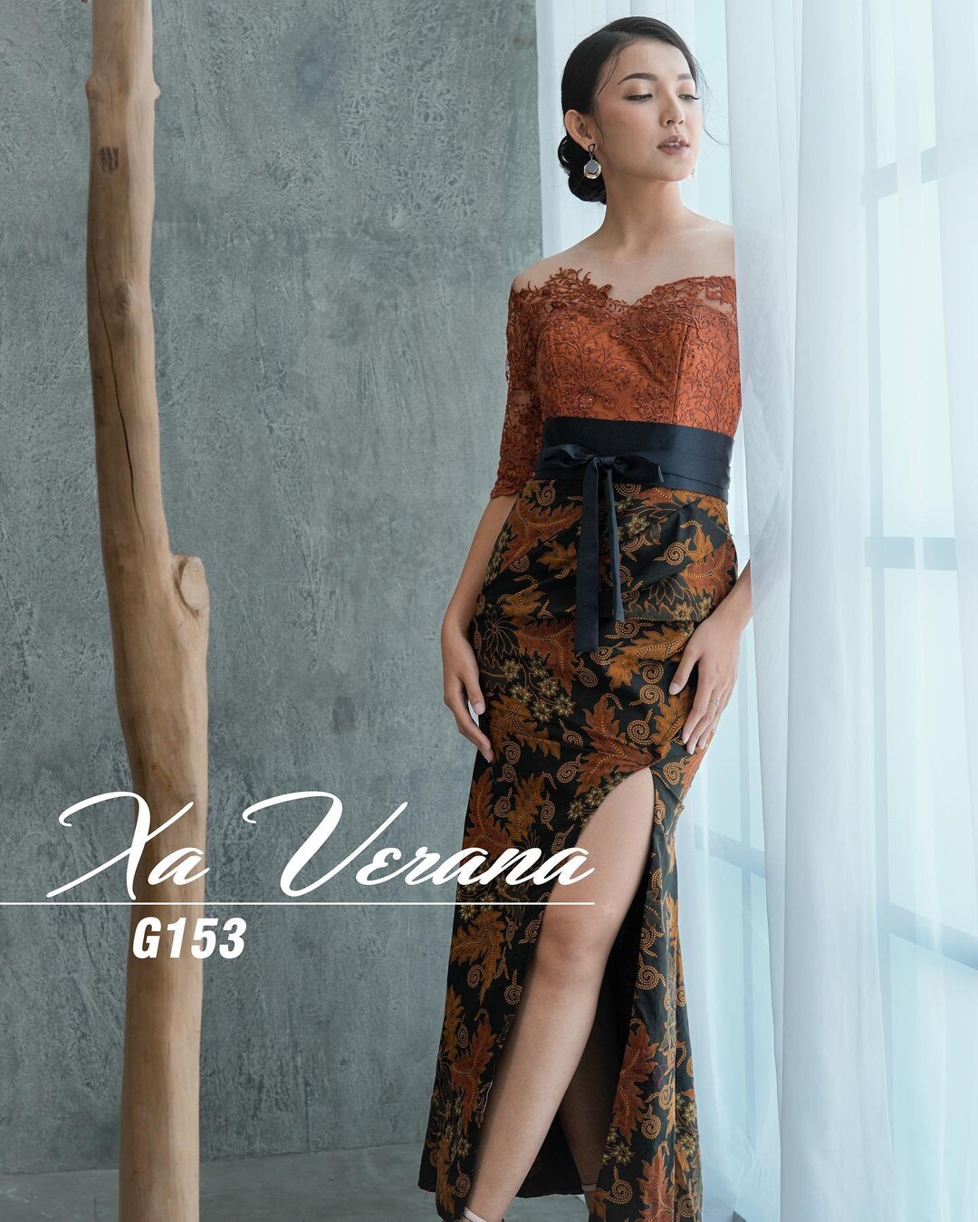 Modern Batik Kebaya Dress, off Shoulder Indonesian Formal Gown ...