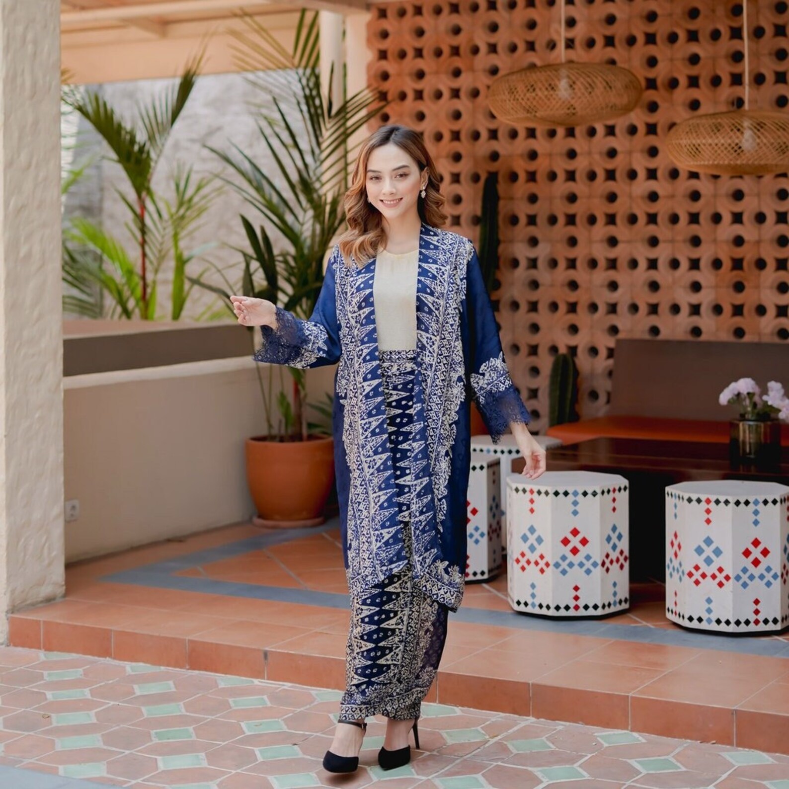 Batik Dress One Set, Loose Fit Batik, Batik Embossed Pattern, Outer ...