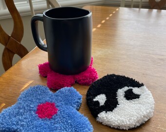 Tufted Mug Rugs Custom Ying Yang Coasters, Yin and Yang Coaster Set ...