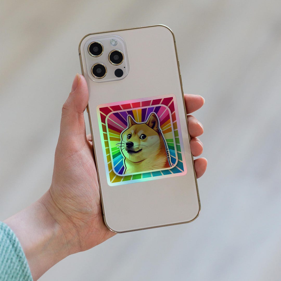 Doge Meme Sticker Holographic Dogecoin Shiba Inu Vinyl Sticker Funny ...