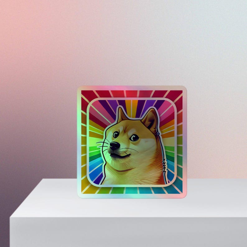 Doge Meme Sticker Holographic Dogecoin Shiba Inu Vinyl Sticker Funny ...