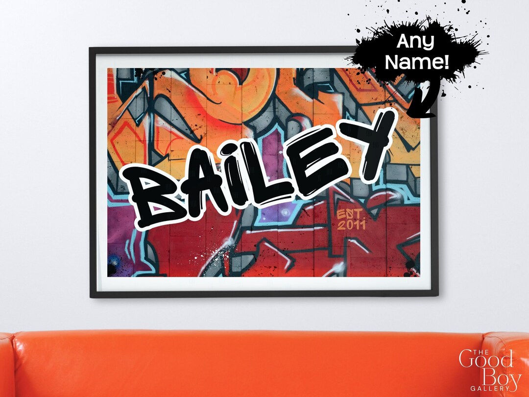 Custom Graffiti Name Wall Art Sign, Canvas or Poster Print ...