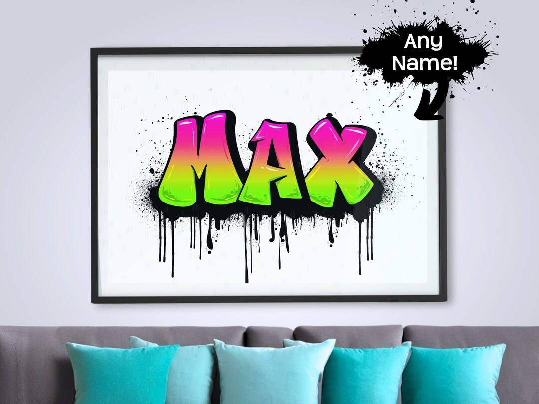 Custom Graffiti Art Name / Word Sign, Canvas or Poster Print. Pink ...