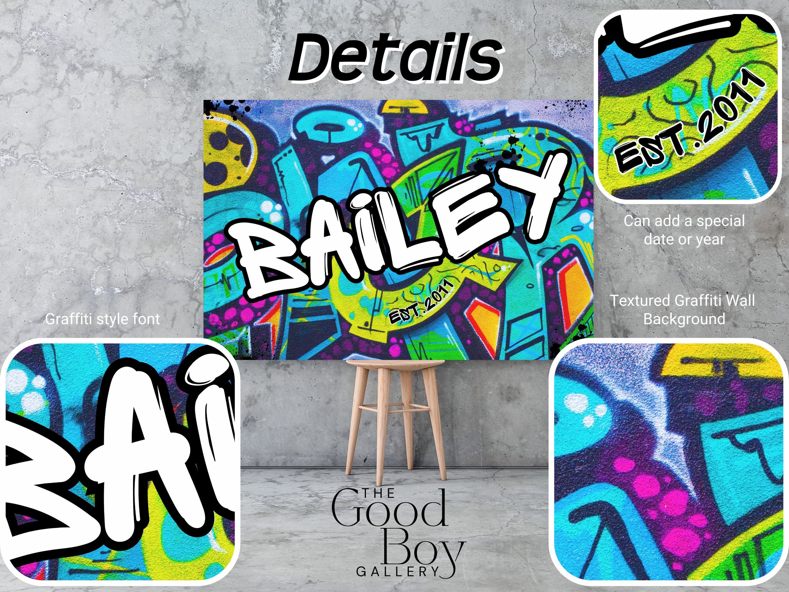 Custom Graffiti Name Wall Art Sign. Colorful Custom Graffiti Art Print ...