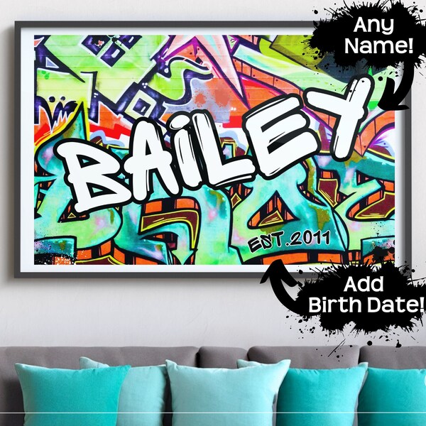 Graffiti Wall Art Name - Etsy