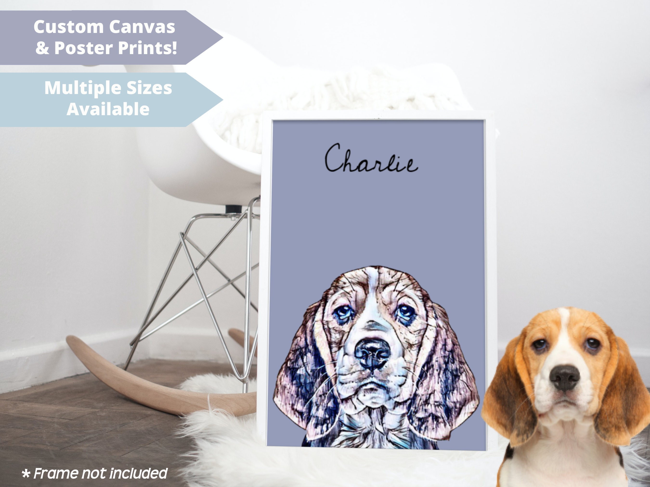 Custom Portrait, Pet Illustration. Wall Art Designed From Your Dogs ...
