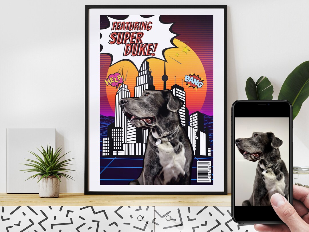 Custom Comic Book Pet Portrait. Dog Magazine Cover Canvas or - Etsy