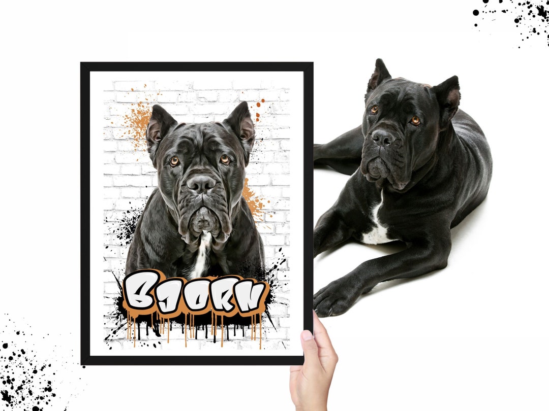 Cane Corso Portrait Custom Dog Drawing Graffiti Street Art Tag. Rap ...