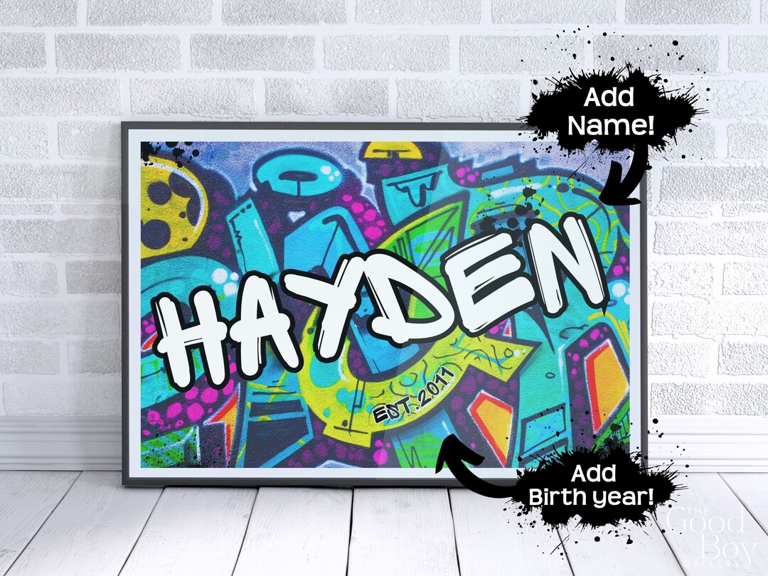Custom Graffiti Name Wall Art Sign. Colorful Custom Graffiti Art Print ...