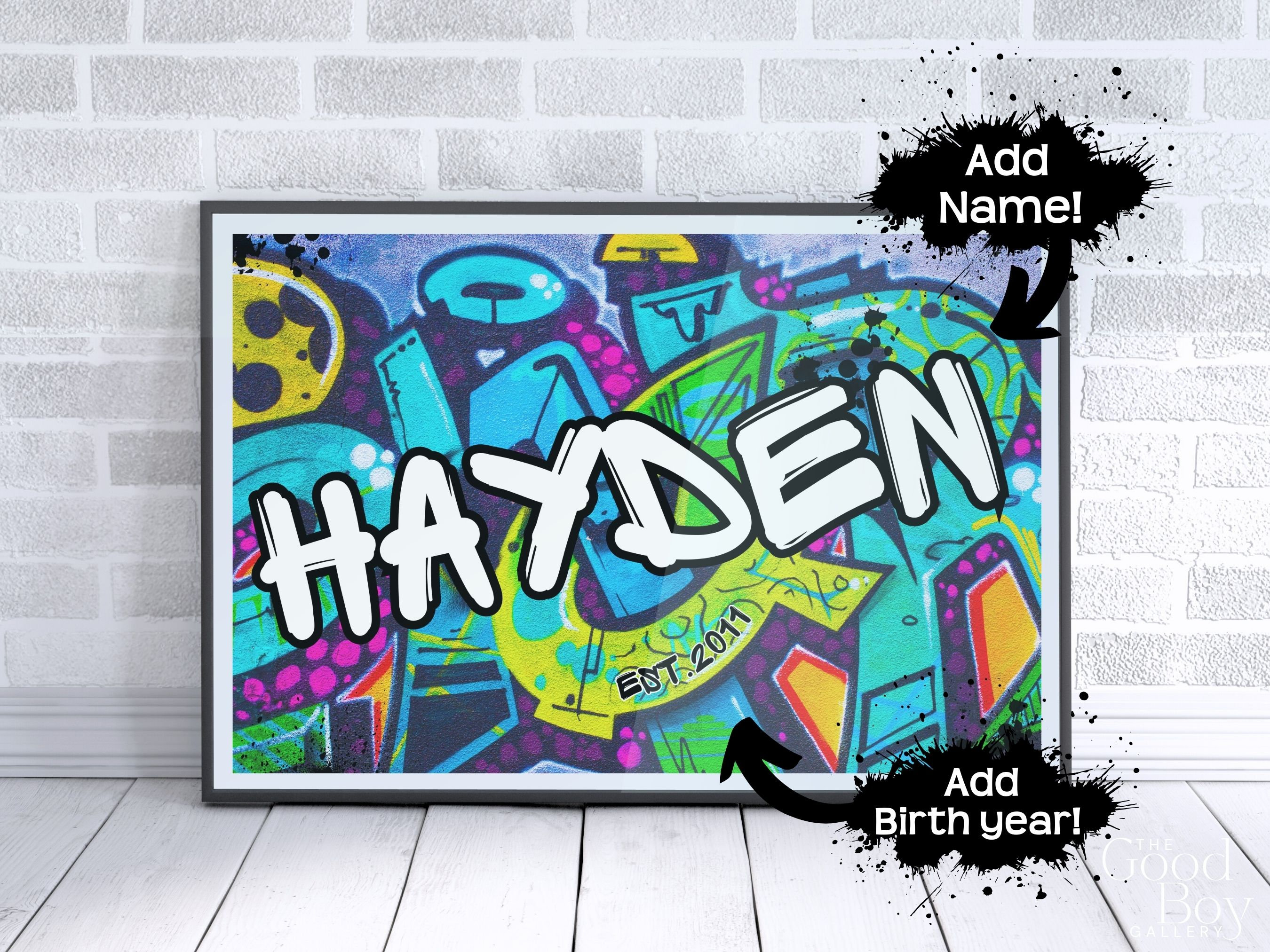 Custom Graffiti Name Wall Art Sign. Colorful Custom Graffiti Art Print ...