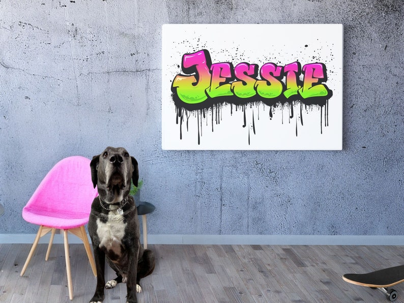Custom Graffiti Art Name / Word Sign, Canvas or Poster Print. Pink ...