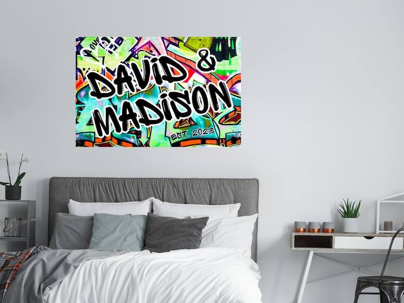 Custom Graffiti Wall Art Name Sign. Colorful Street Art Print ...