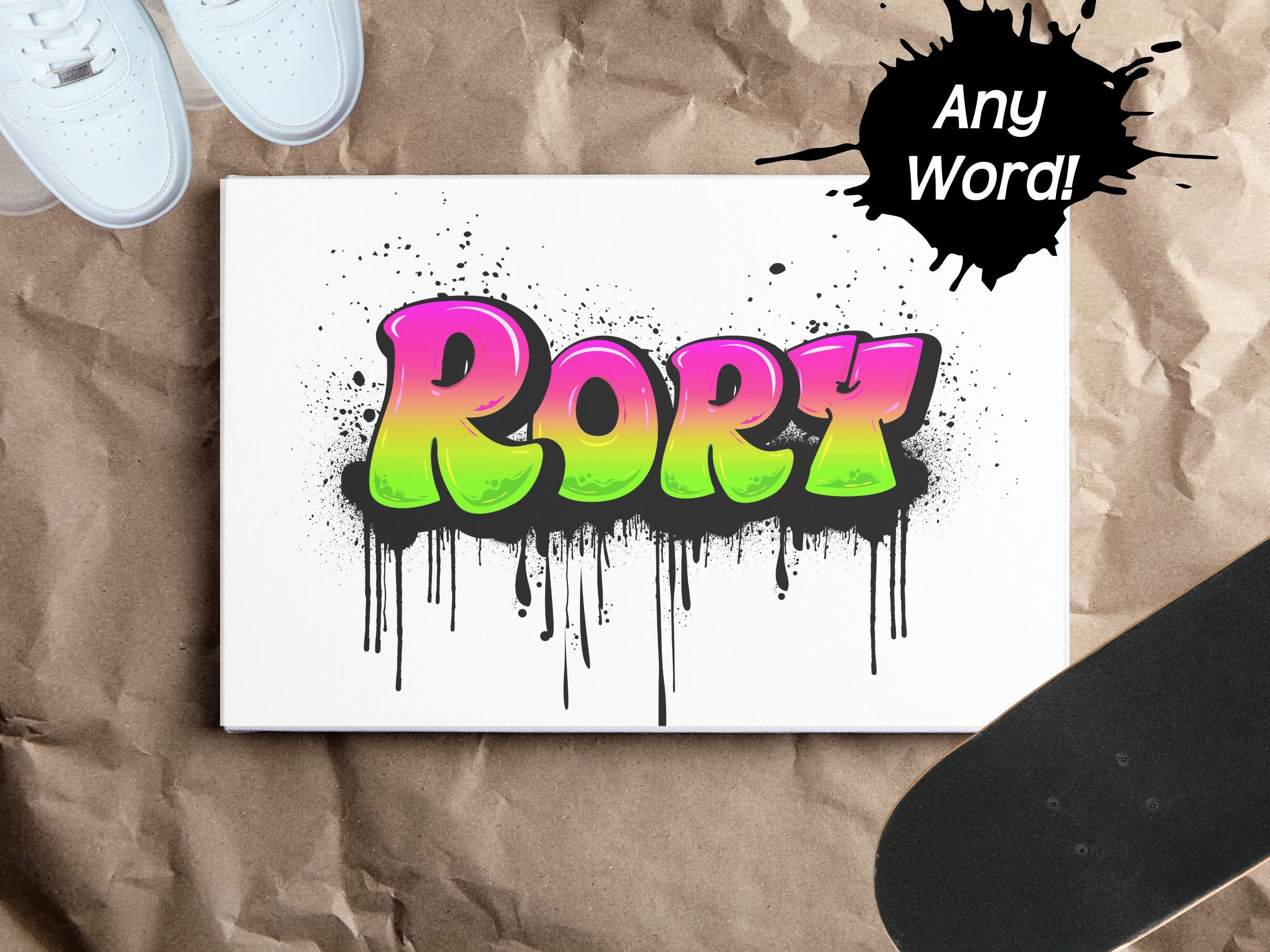 Custom Graffiti Art Name / Word Sign, Canvas or Poster Print. Pink ...