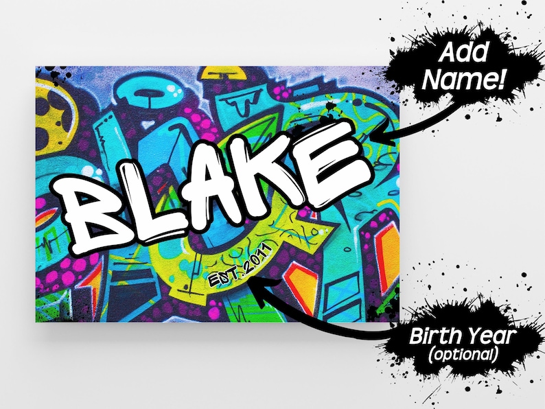 Custom Graffiti Name Wall Art Sign. Colorful Custom Graffiti Art Print ...