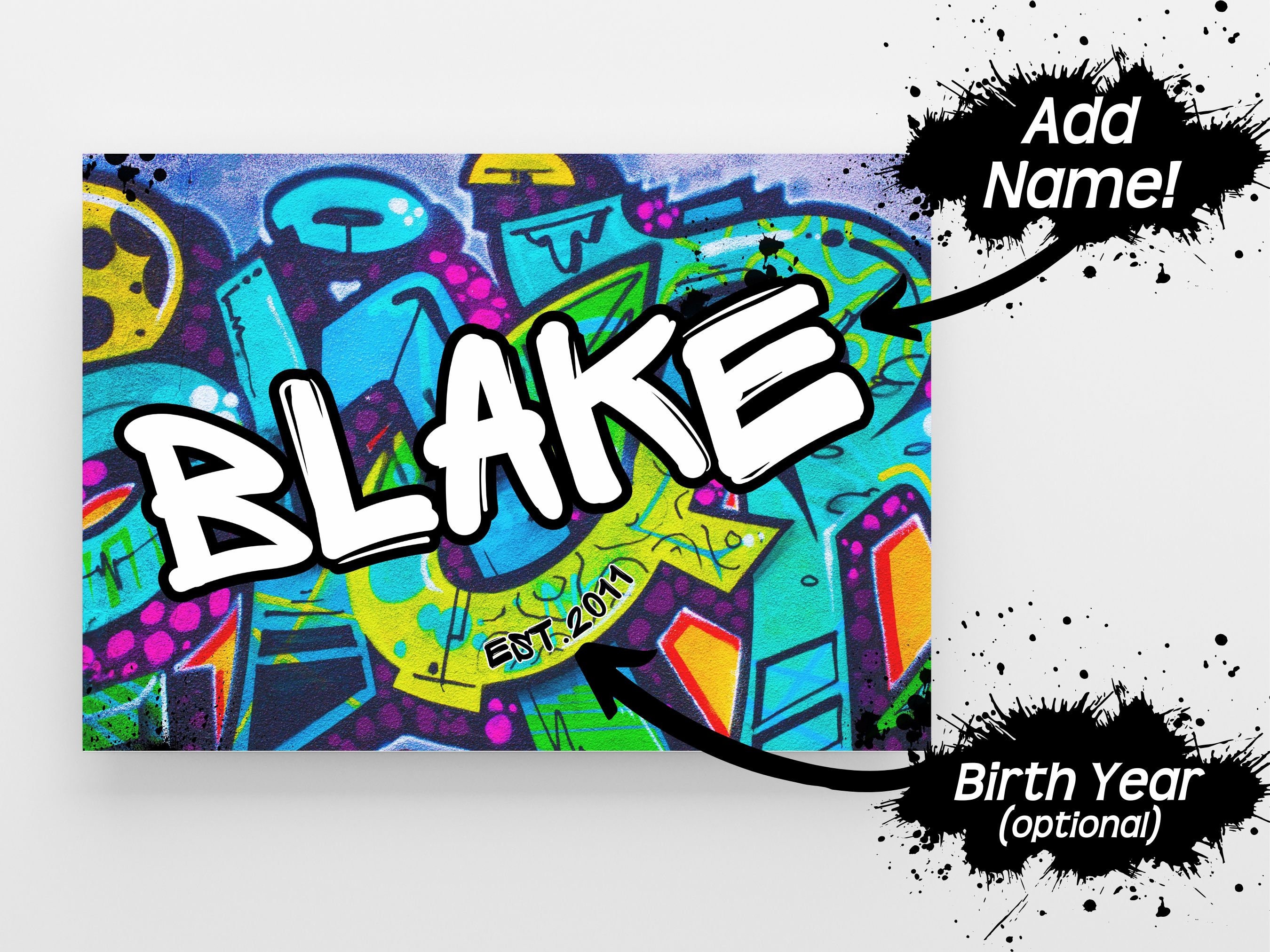 Custom Graffiti Name Wall Art Sign. Colorful Custom Graffiti Art Print ...