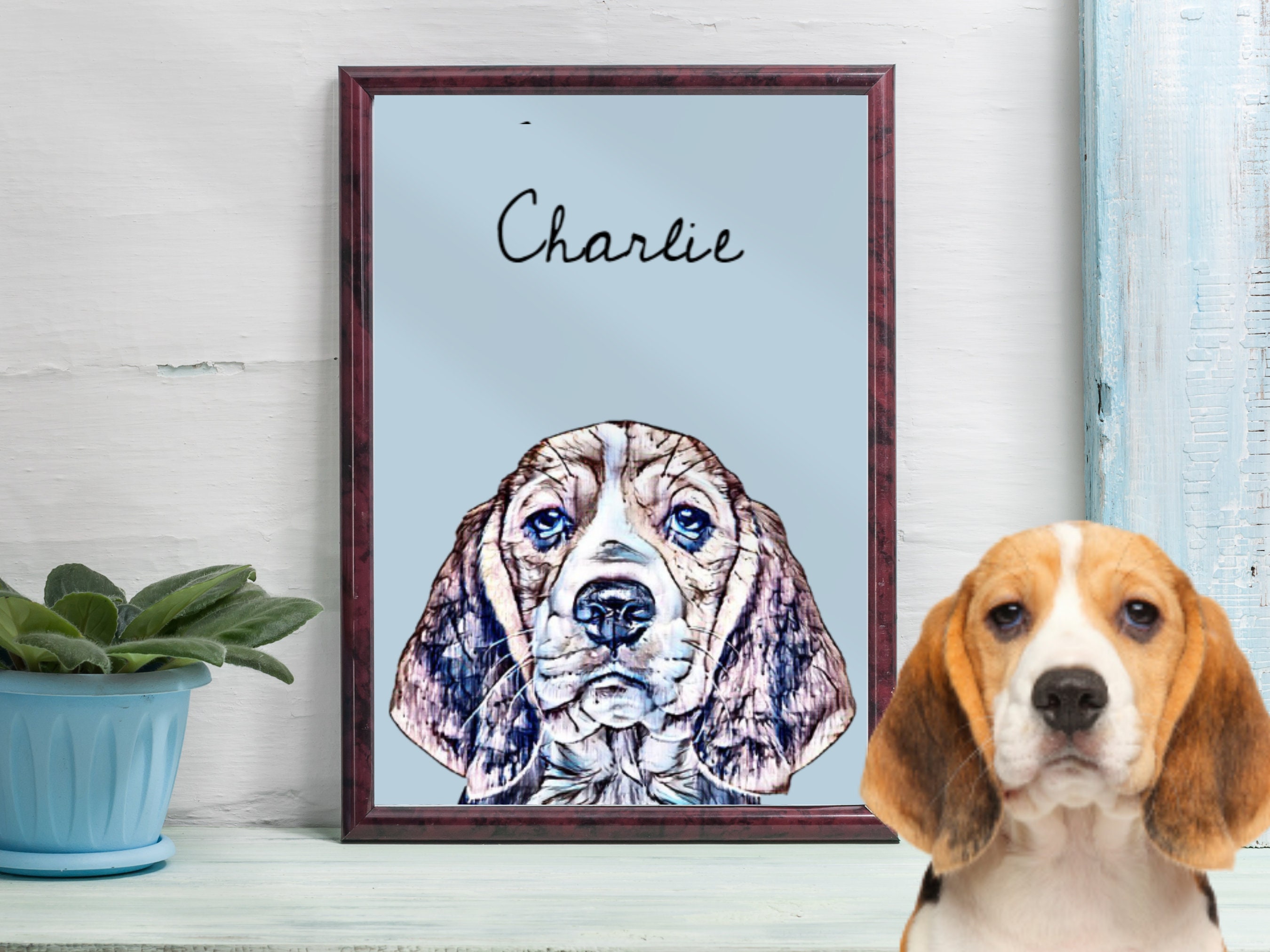 Custom Portrait, Pet Illustration. Wall Art Designed From Your Dogs ...