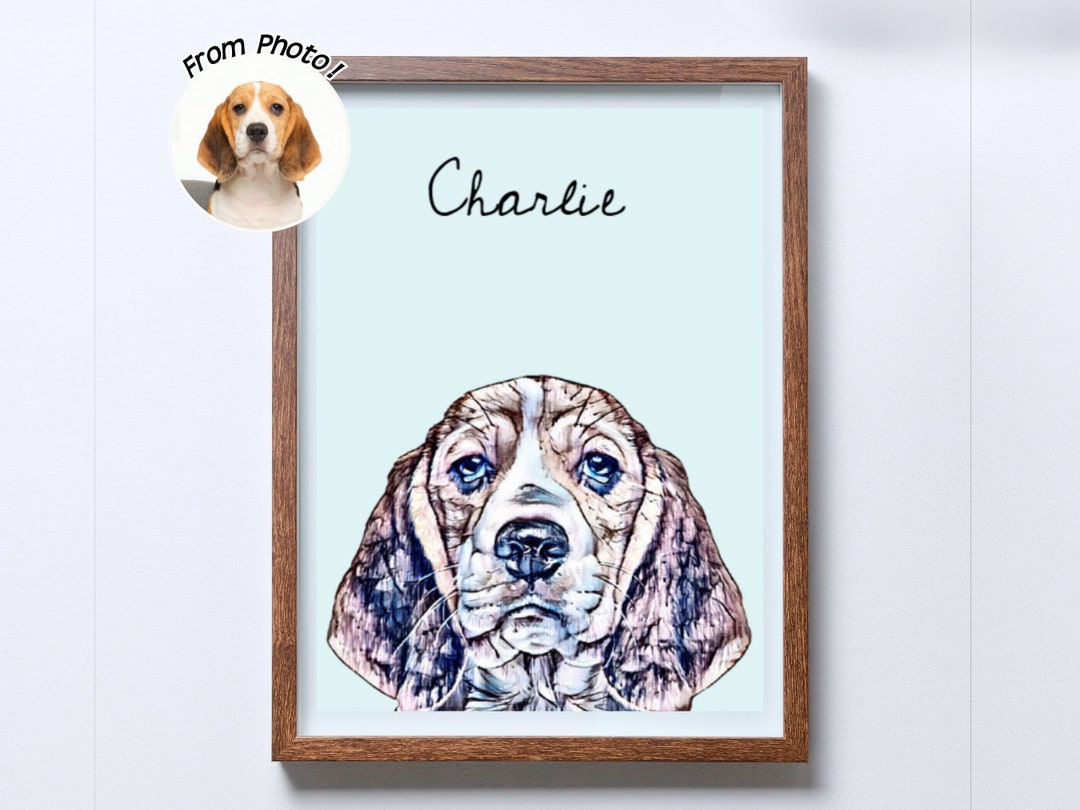 Custom Portrait, Pet Illustration. Wall Art Designed From Your Dogs ...
