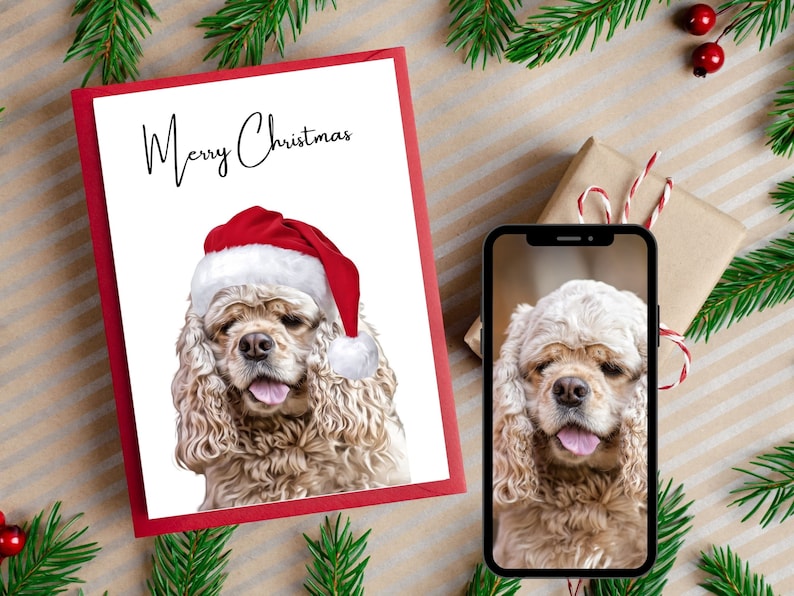 Custom Christmas Card of Pet. Simple Dog Holiday Card Made From Photo ...