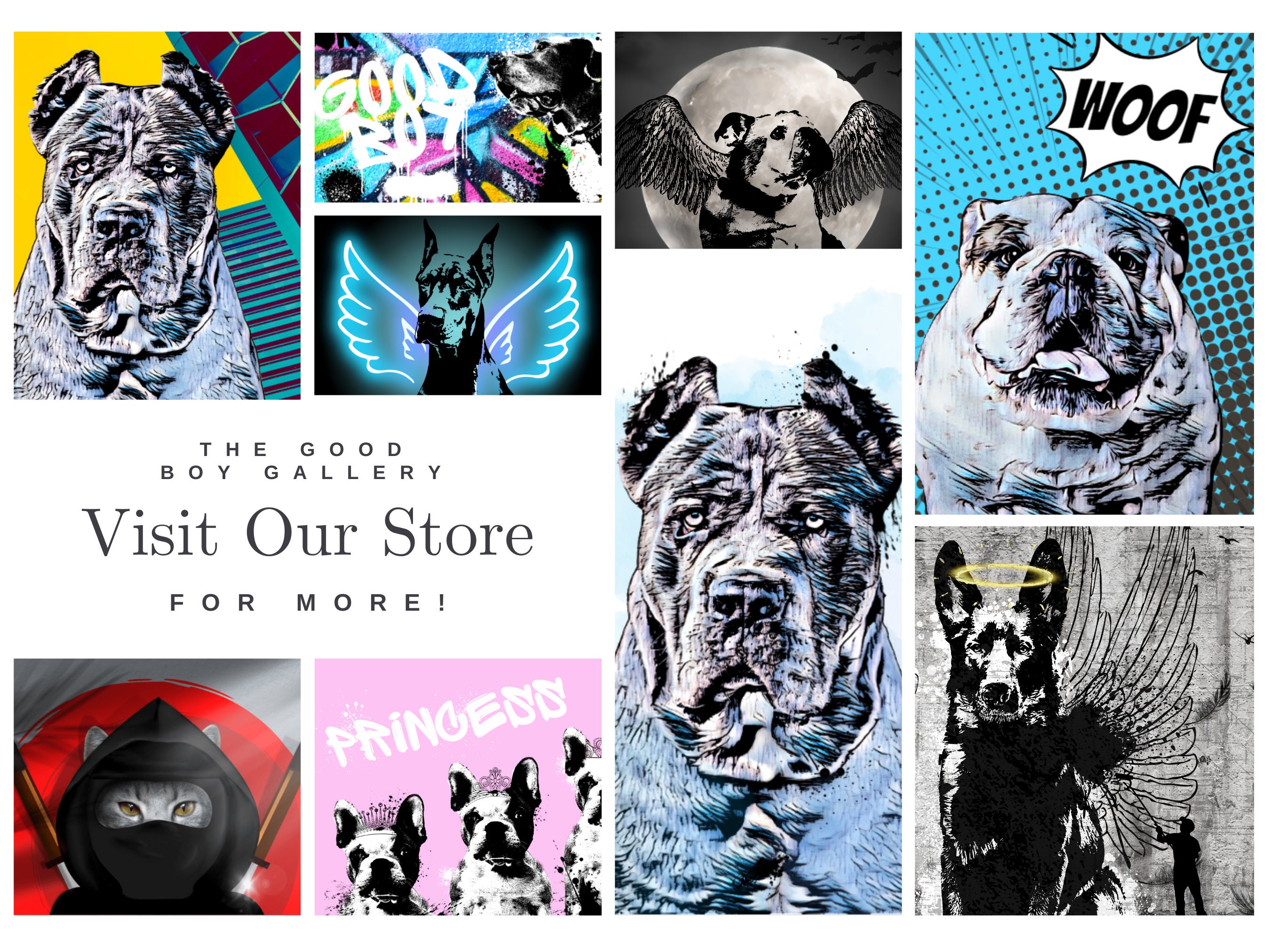 Custom Street Art Pet Portrait, From Photo. Great Dane Bubble Gum Pop ...
