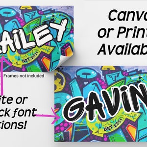 Custom Graffiti Name Wall Art Sign. Colorful Custom Graffiti Art Print ...