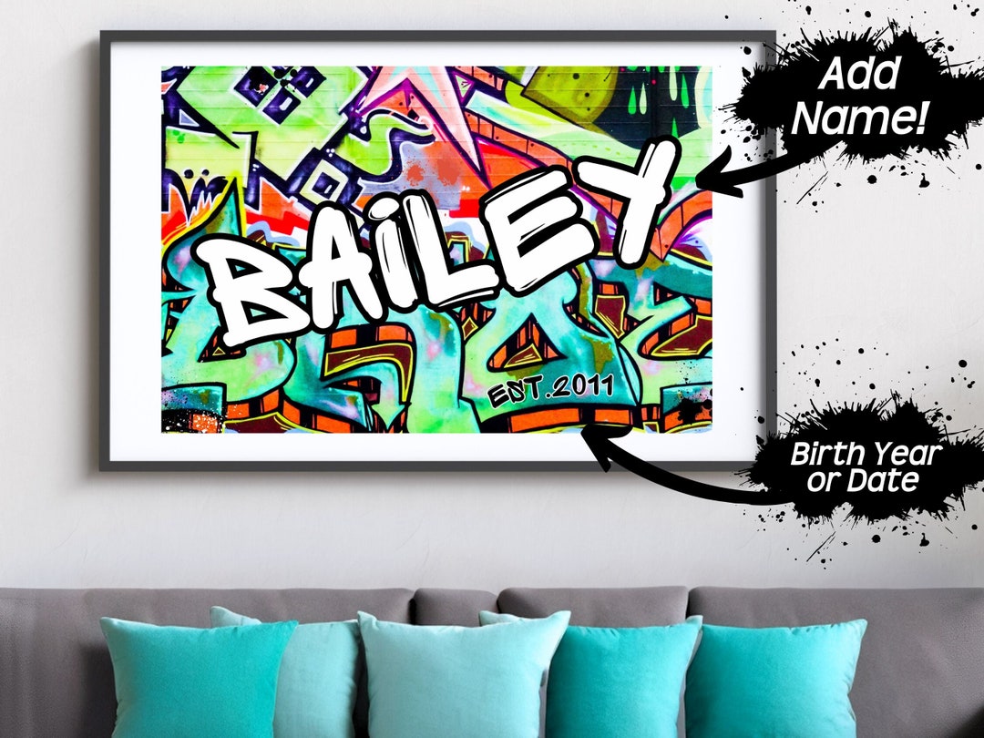 Custom Graffiti Wall Art Name Sign. Colorful Street Art Print - Etsy