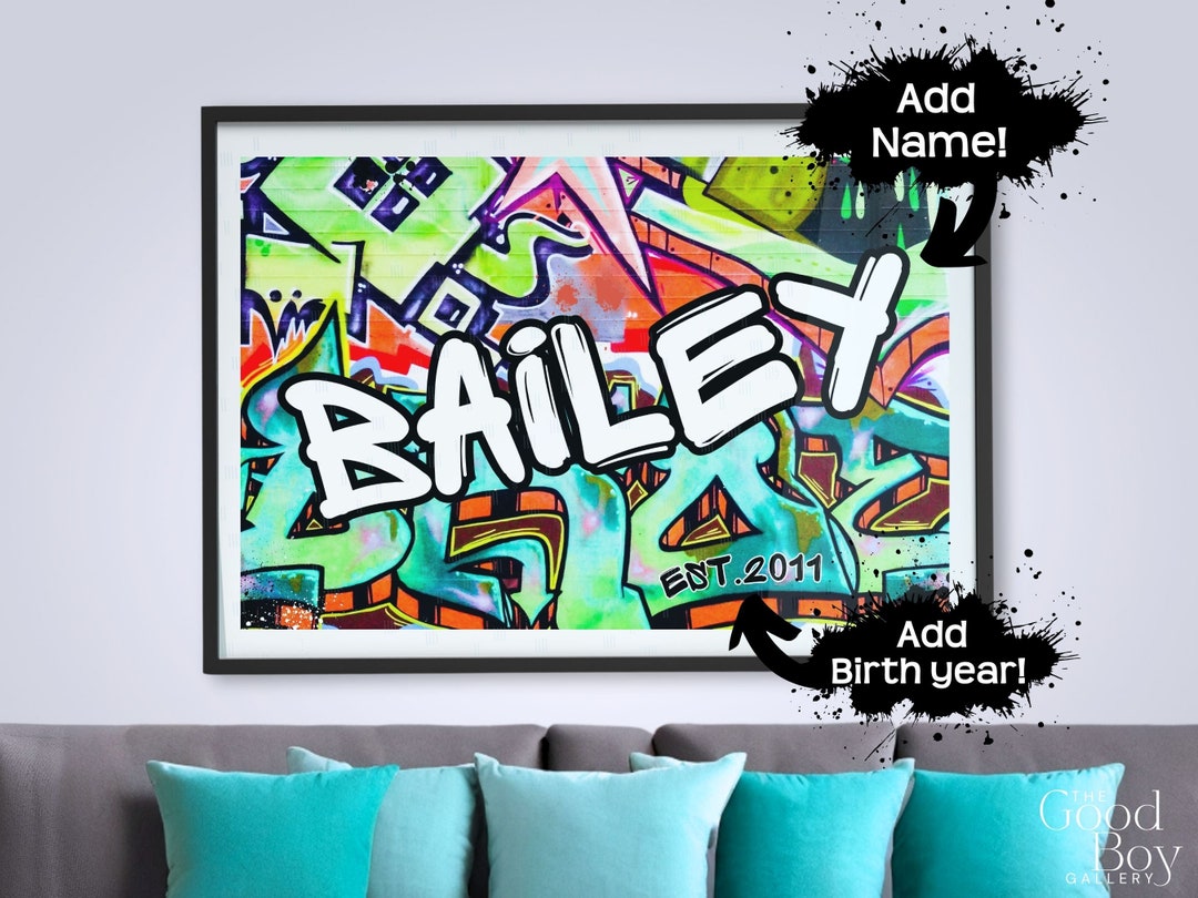 Custom Graffiti Wall Art Name Sign. Colorful Street Art Print ...