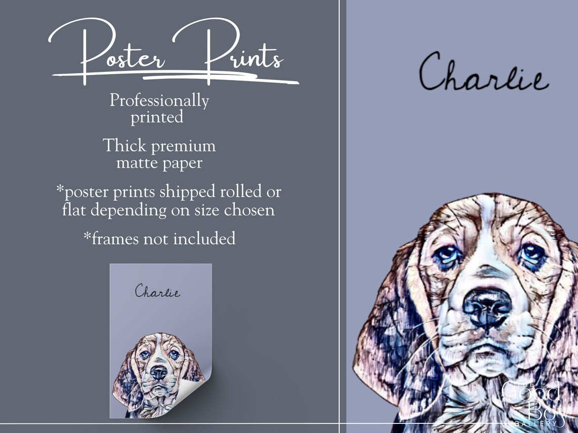 Custom Portrait, Pet Illustration. Wall Art Designed From Your Dogs ...