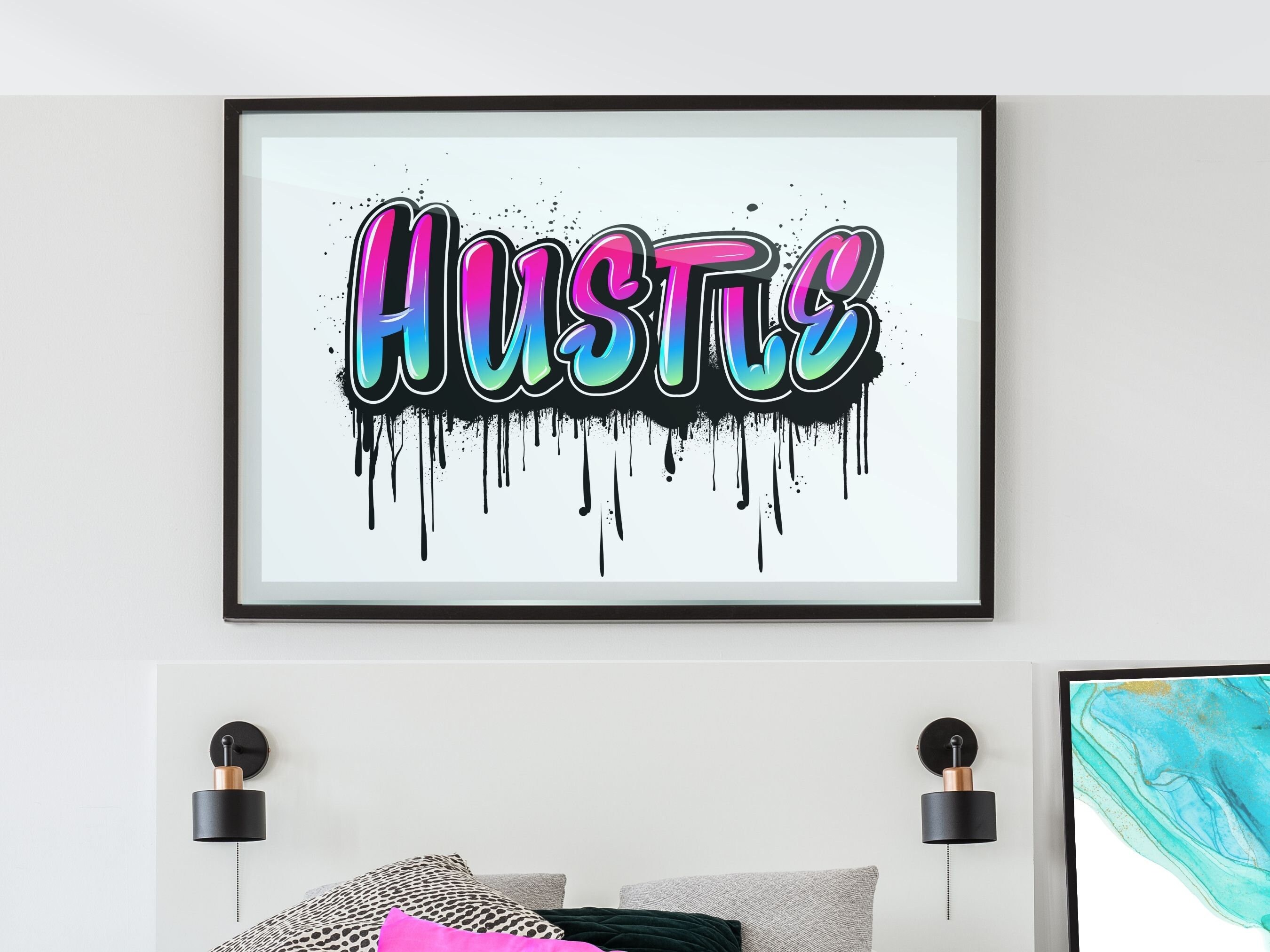 Custom Graffiti Name Wall Art Sign. Canvas or Poster Print. Pink Blue ...