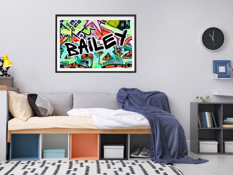 Custom Graffiti Wall Art Name Sign. Colorful Street Art Print ...