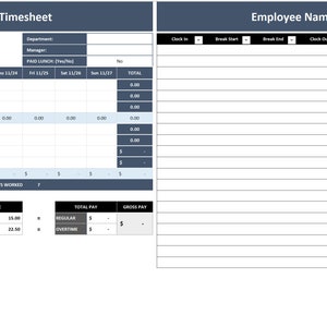 Excel Template Weekly Timesheet Customizable: Calculates Hours and Pay ...
