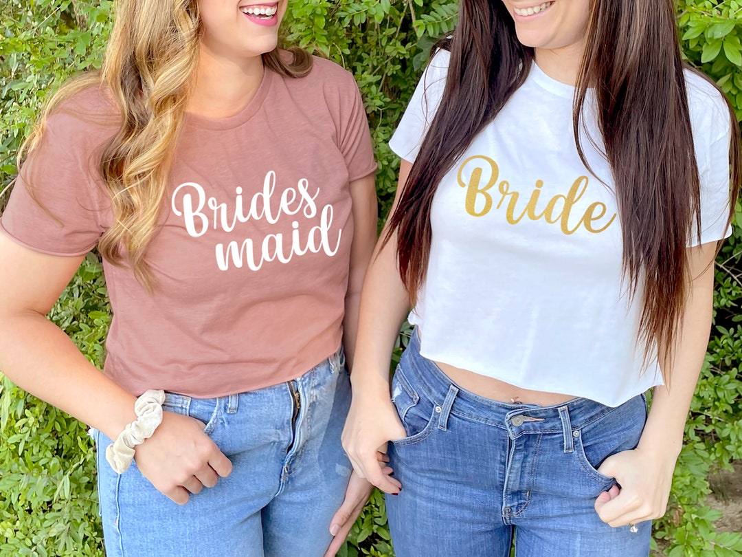 Customizable Bride and Bridesmaids Crop Tee Bridal - Etsy