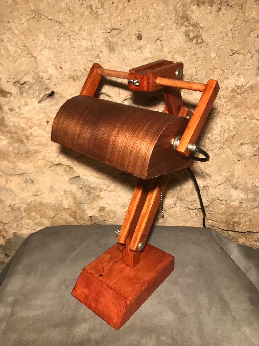 Wooden Table Lamp, Industrial, Handmade - Etsy