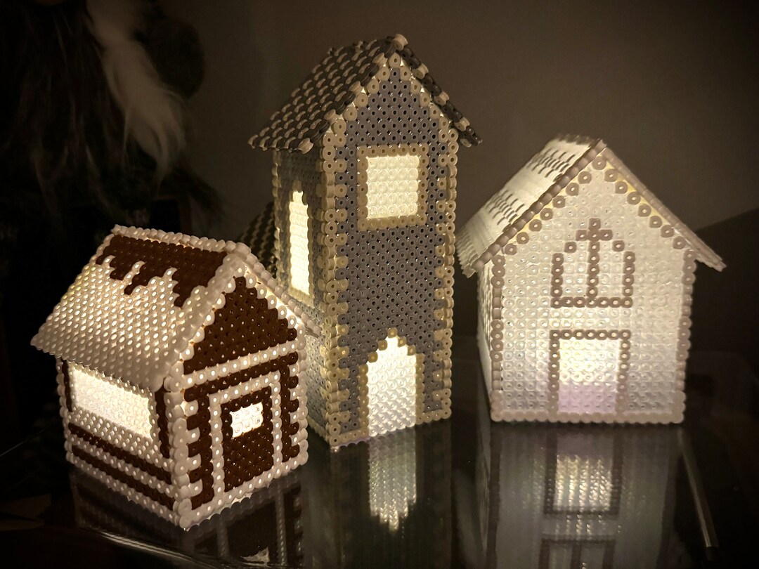 Christmas Light up Cottage Decorations Hama/perler Beads - Etsy