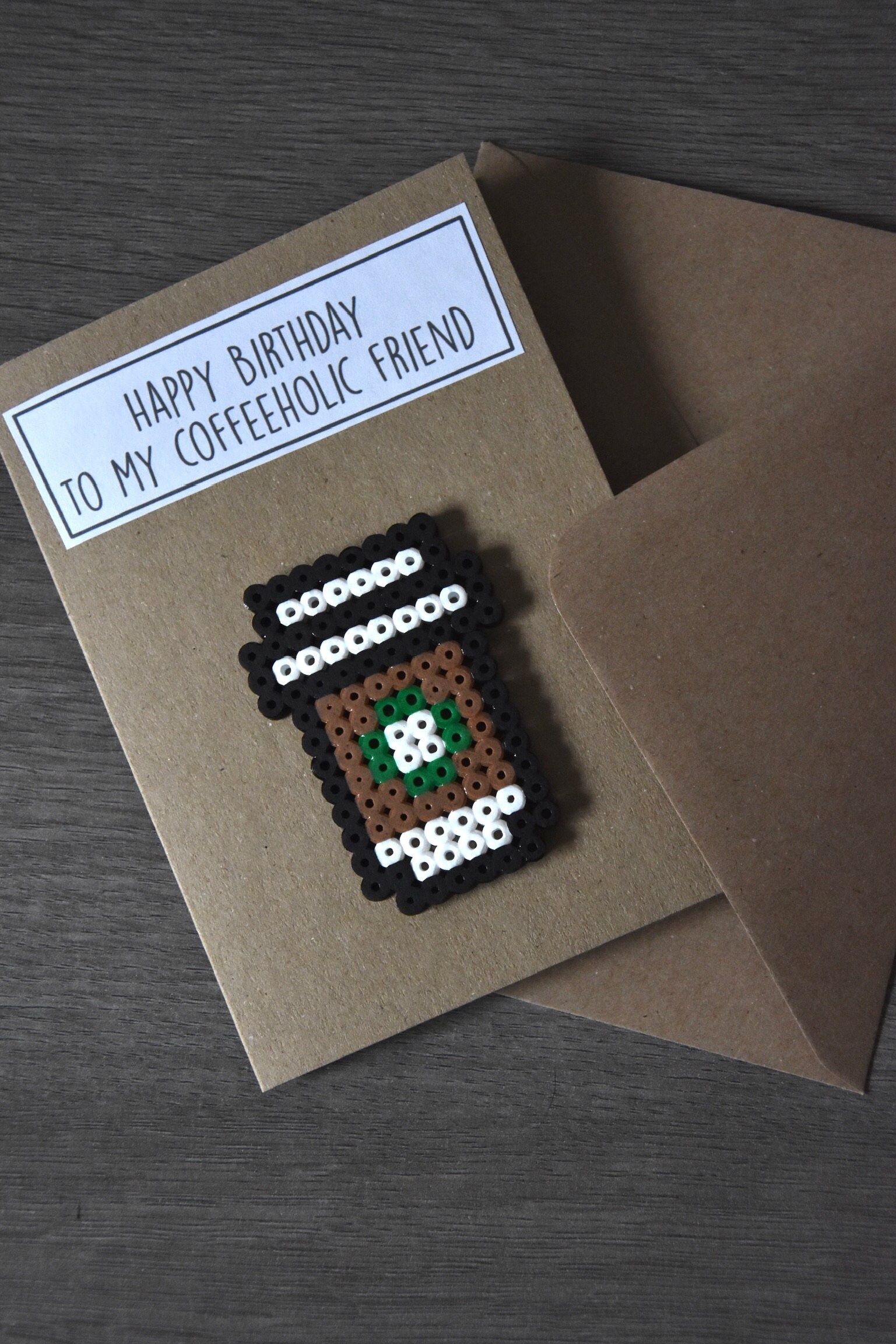 Bux Coffee Cup 'coffeeholic Friend' Birthday Card - Handmade With Hama ...
